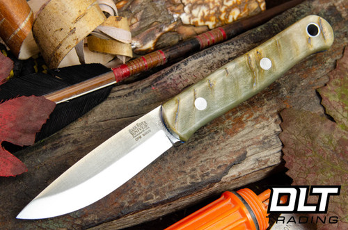 Bark River Ultra Lite Bushcrafter S45VN Smooth Sheep Horn - Blue Liners #1