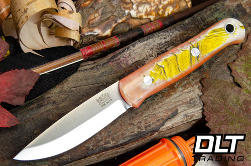 Bark River Ultra Lite Bushcrafter S45VN Ochre Sheep Horn - Red Liners #1