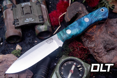 Bark River Mini Tundra 3V Sky Blue Maple Burl - Black Liners