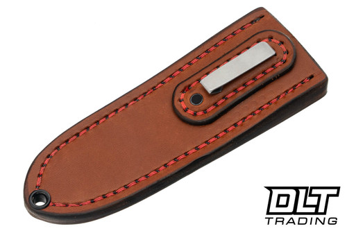 Skinbender EDC Pocket Sheath - Brown Leather - Red Stitching - DLT Trading