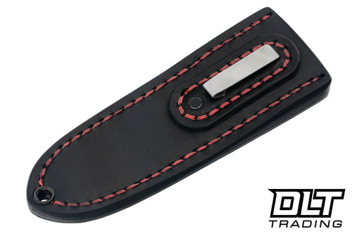 Skinbender EDC Pocket Sheath - Black Leather - Red Stitching - DLT Trading