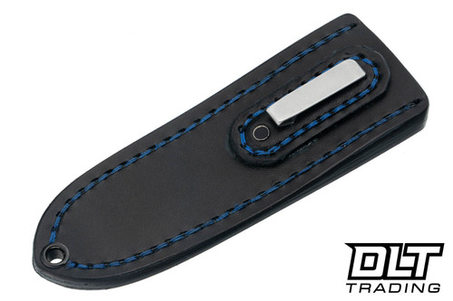 Skinbender EDC Pocket Sheath - Black Leather - Blue Stitching - DLT Trading