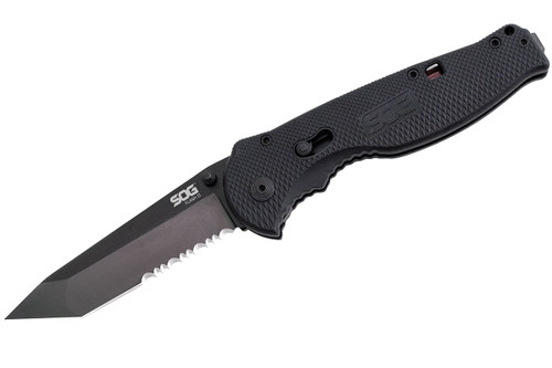 SOG Flash II Tanto - Black TiNi - Partially Serrated - DLT Trading