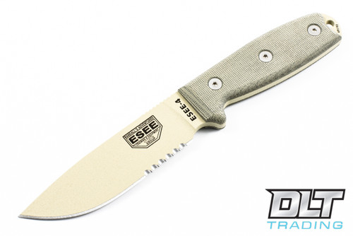 ESEE 4S - Partially Serrated - Micarta - Desert Tan Blade