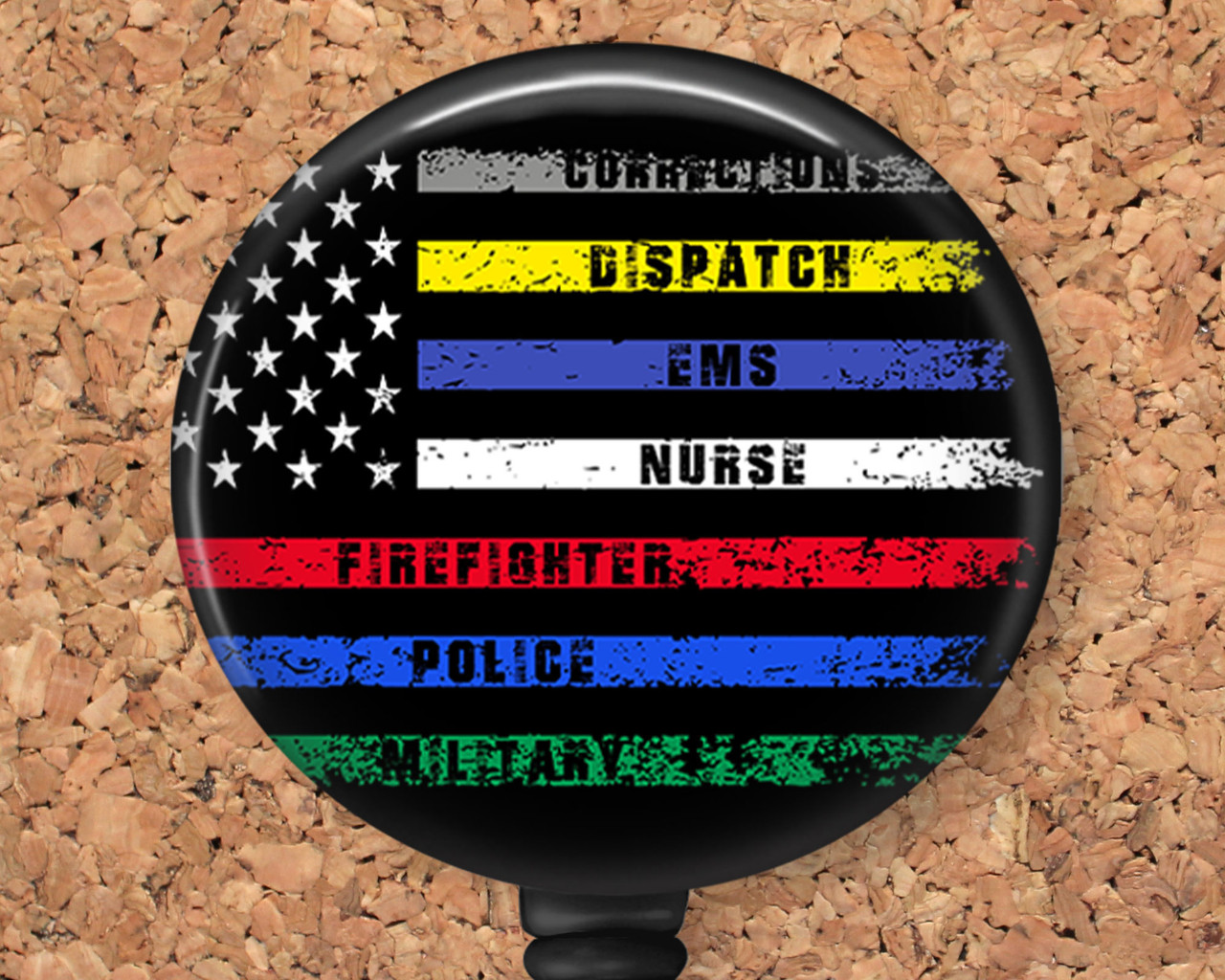 First Responders Flag Retractable ID Badge Reel, Lanyard, or Carabiner ...