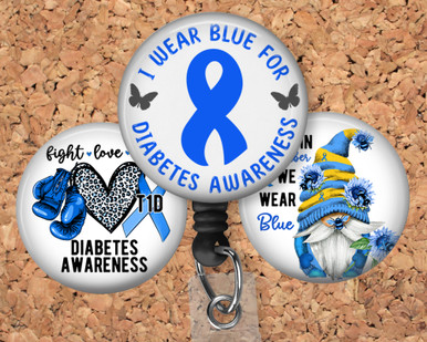 Diabetes Retractable ID Badge Reel, Lanyard, or Carabiner (6 Designs ...