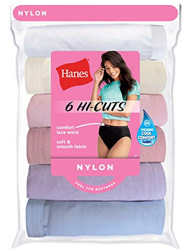 Hanes Womens Nylon Hi Cut Panties 6 Pack Warehousesoverstock