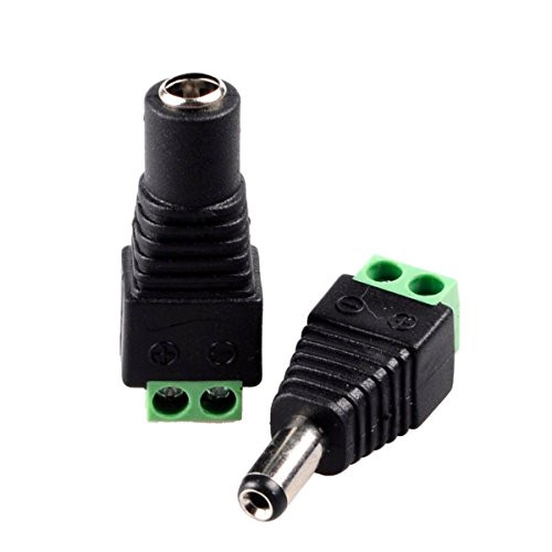 Conwork 55mm x 21mm Male DC Power Plug Connector Screw Lock Female ...