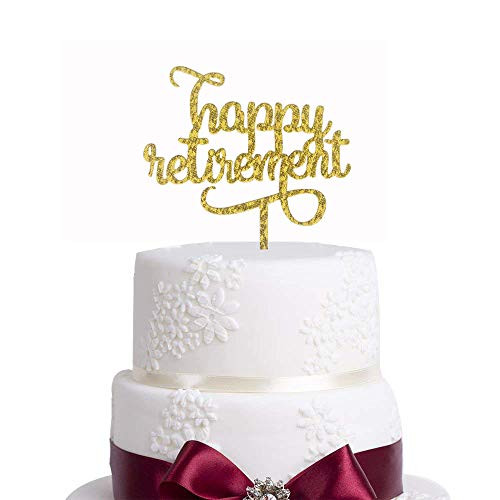 Gold Glitter Happy Retirement Cake Topper - retirement party ...