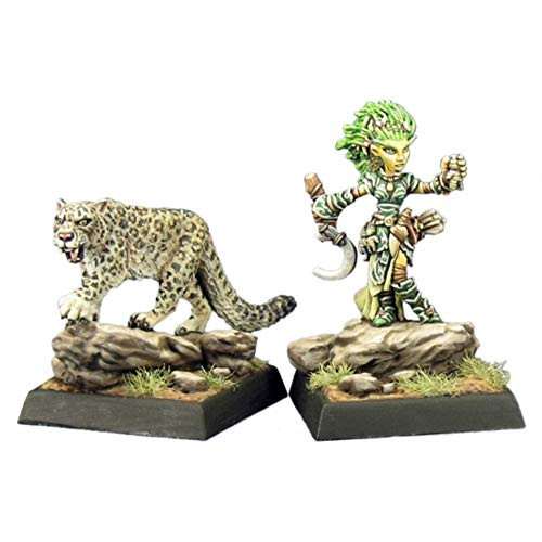 Lini Iconic Gnome Druid and Droogami Snow Leopard Pathfinder Miniature ...