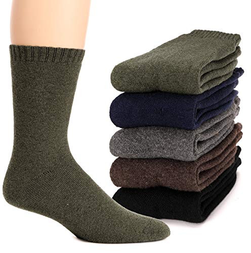 Mens Wool Socks Thermal Heavy Thick Fuzzy Soft Warm Winter Socks 5 ...