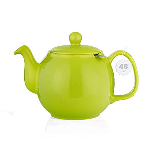 SAKI Large Porcelain Teapot 48 Ounce Tea Pot with Infuser Loose Leaf ...