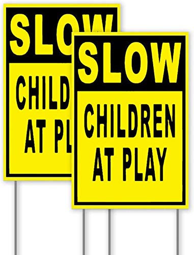 Slow Children at Play Sign for Street 2 pack - Children At Play Safety ...