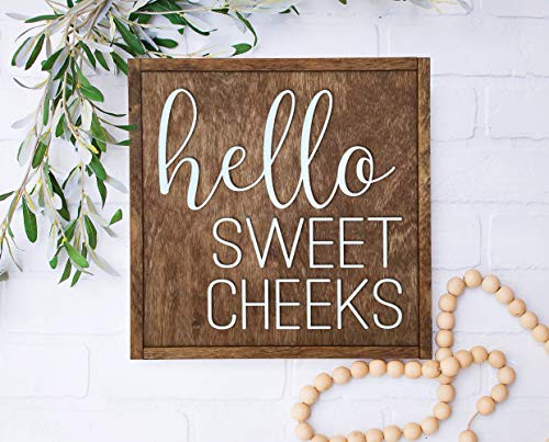Dozili Hello Sweet Cheeks Sign Bathroom Wall Decor Kids Bathroom ...