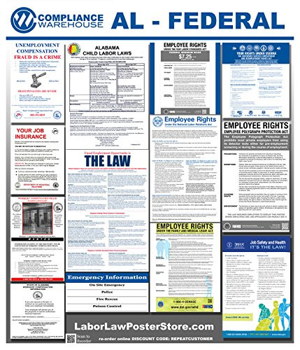 2021 Alabama AL State Federal All in 1 Labor Law Poster Workplace ...
