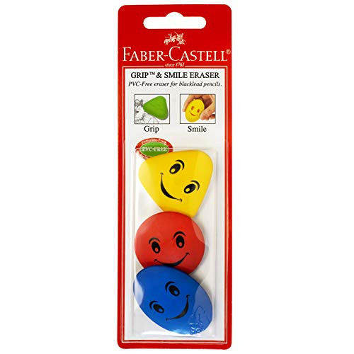 Faber-Castell Grip Erasers - 3 Count Pencil Erasers for Kids - Oval ...
