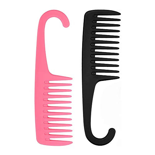 Wide Tooth Combs2 Pack Large Shower Combs with Hook for Detangling Hair ...