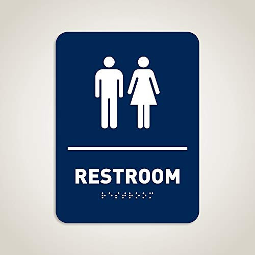 Unisex Restroom Identification Sign - ADA Compliant Bathroom Sign ...
