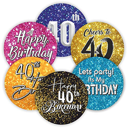 Happy 40th Birthday Stickers - Pack of 120 2" Large Round Seals Labels ...