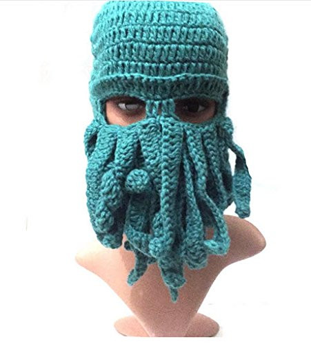 Tentacle Octopus Cthulhu Knit Beanie Hat Cap Wind Ski Mask Peacock blue ...