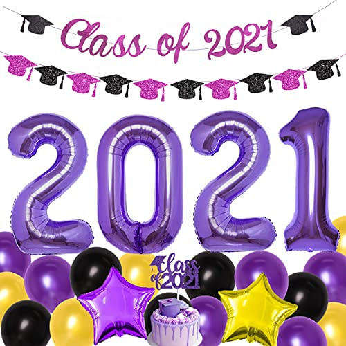 Purple Graduation Decorations 2021 Congrats Grad Decorations Class of ...