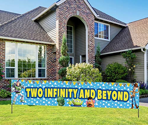 Two Infinity and Beyond Banner Toy Themed Story Happy Birthday Banner ...
