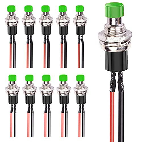 DaFuRui momentary Push Button Switch?10Pack Black 1A 250V AC 2 Pins ...