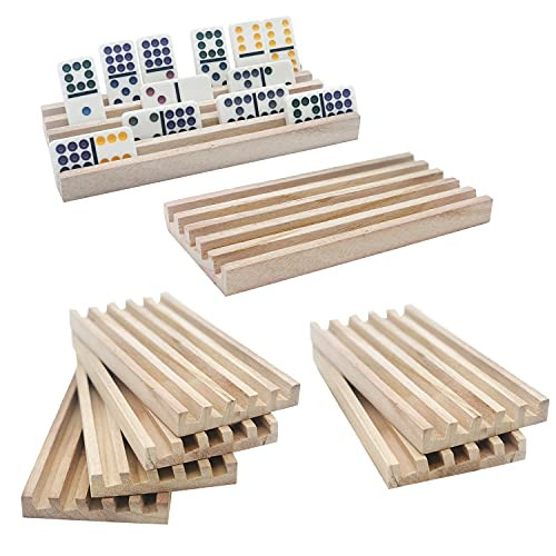 ESSAJOY Solid Wood Mexican Train Trays Domino Trays Rummy Rack Domino ...
