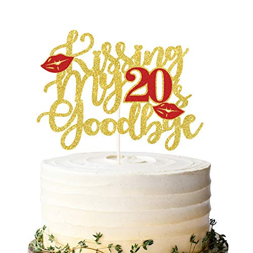 Glitter Kissing My 20's Goodbye Cake Topper, 30th Cake Topper, 30th ...