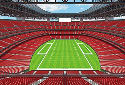 YEELE 3D Football Field Backdrop 5x3ft Football Stadium with Red Seats ...
