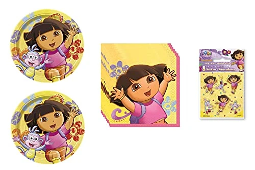 Dora the Explorer Birthday Party Supplies Bundle for 16 includes 16 ...