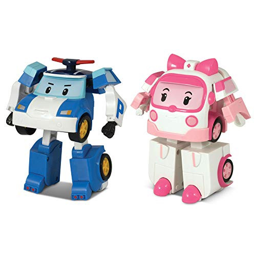 `-2 Pack- Robocar Poli Poli and Amber Transforming Robot Toy, 4 ...
