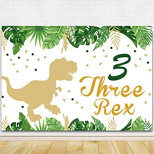 Dinosaur Three Rex Theme Birthday Party Photography Backdrop - Dinosaur ...