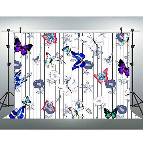 VVM 7x5ft Butterflies Flowers Backdrop Stick Figure Photography ...