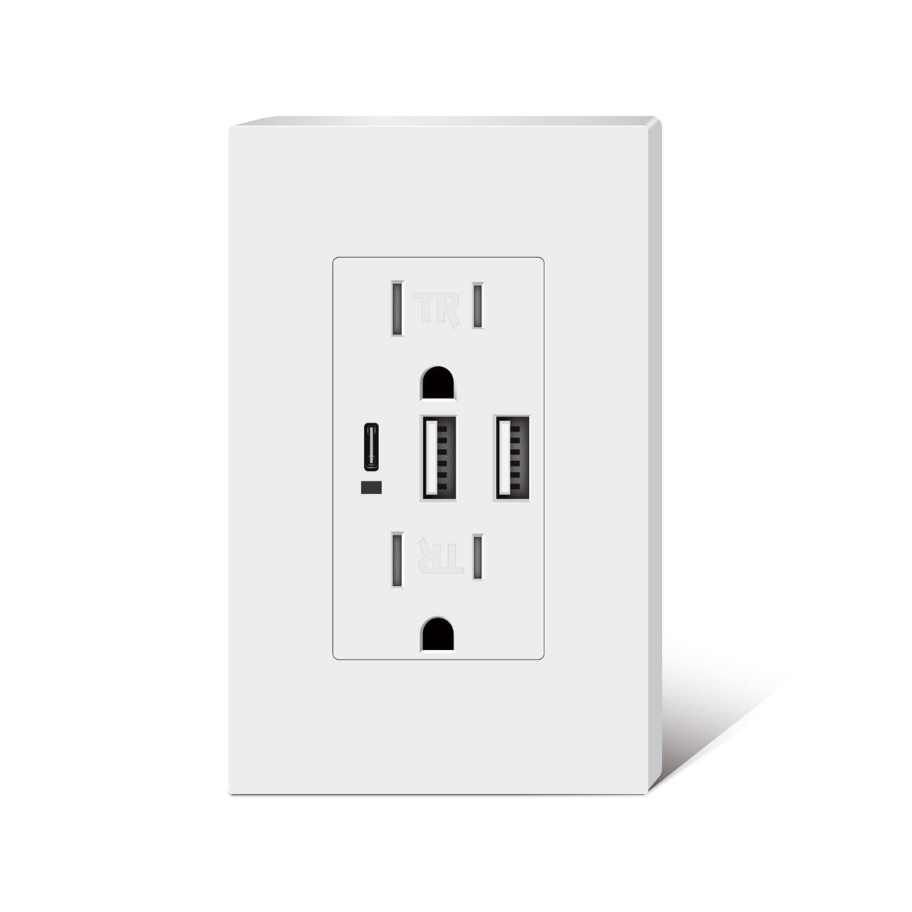 TOPELER USB C Wall Outlet, 15A Tamper Resistant Receptacle with 3 USB ...