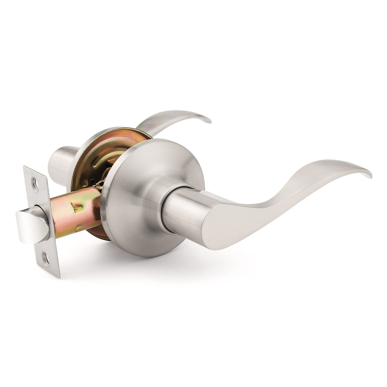 Mengico 1 Pack Door Lever Lock,Satin Nickel Modern Door Handle,Interior ...