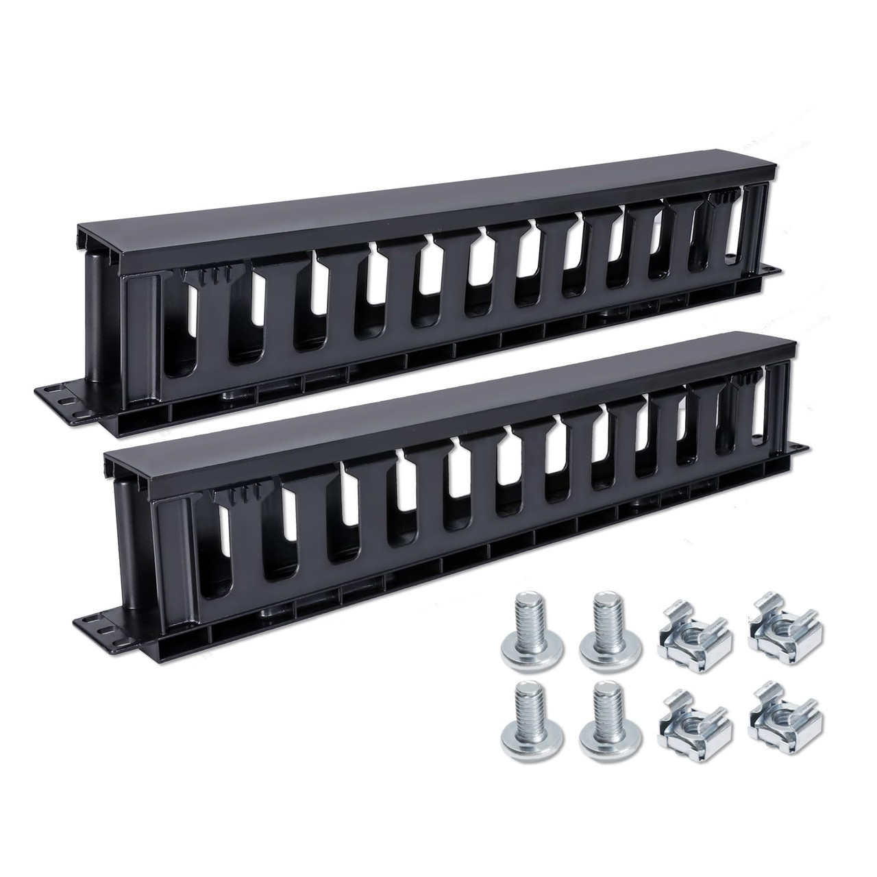 QSFPTEK 1U Cable Management, 24 Slot Horizontal Single Sided Manager ...