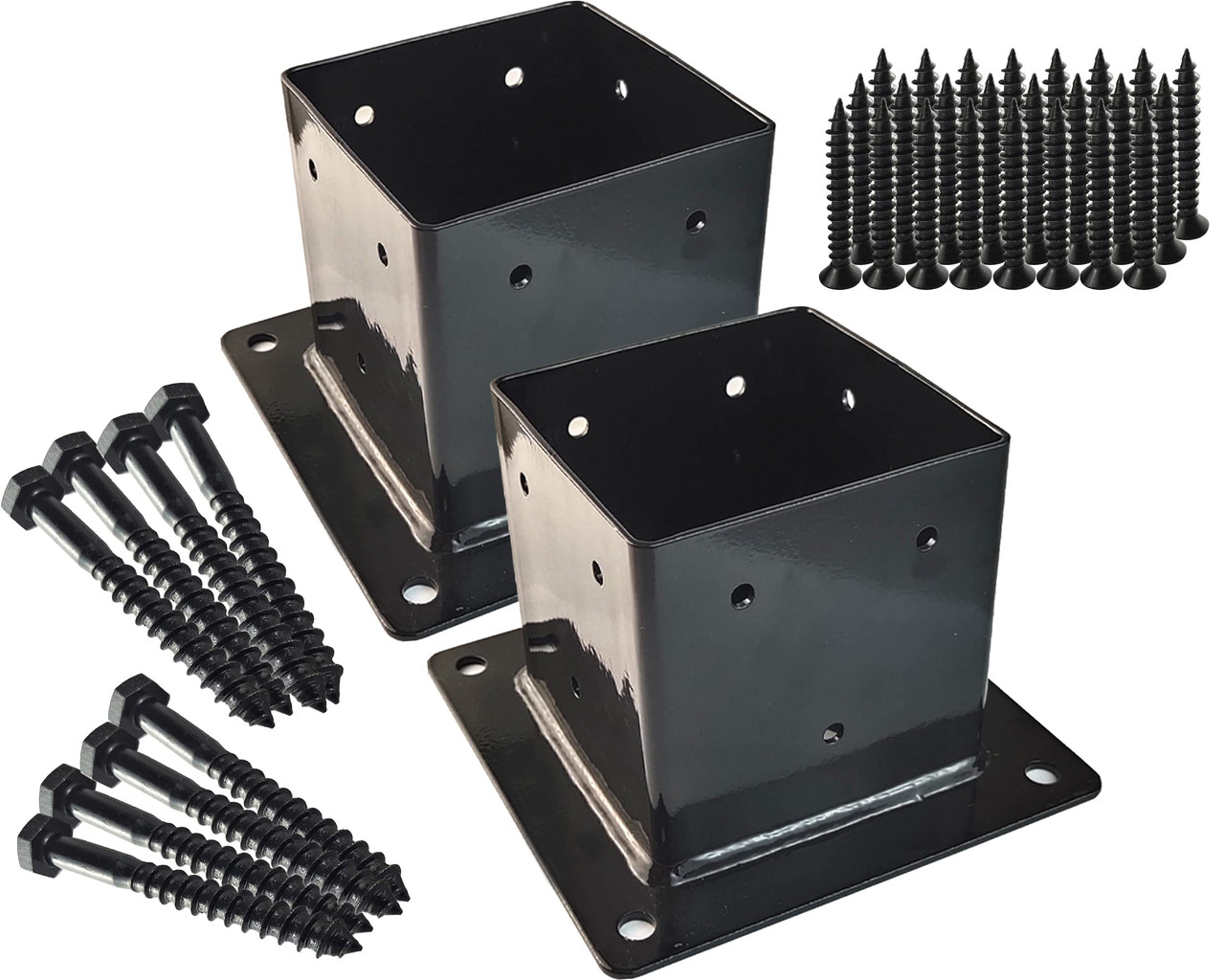 TAFEIDA 4x4 Post Base. Black Powder Coated 4x4 Post Bracket & Anchor ...