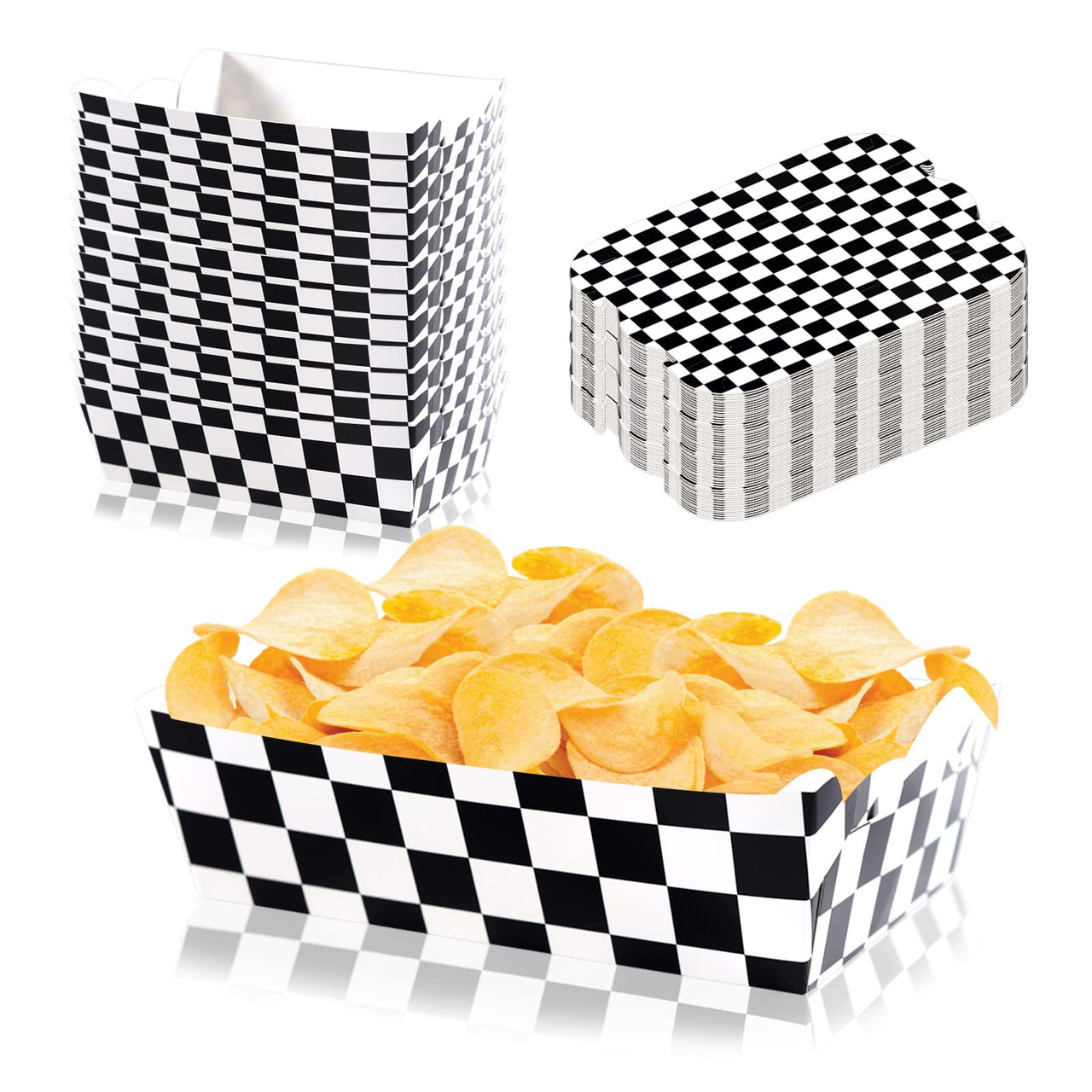 Zxvskr 60 Pack Car Birthday Party Supplies, Checkered Paper Food Trays ...