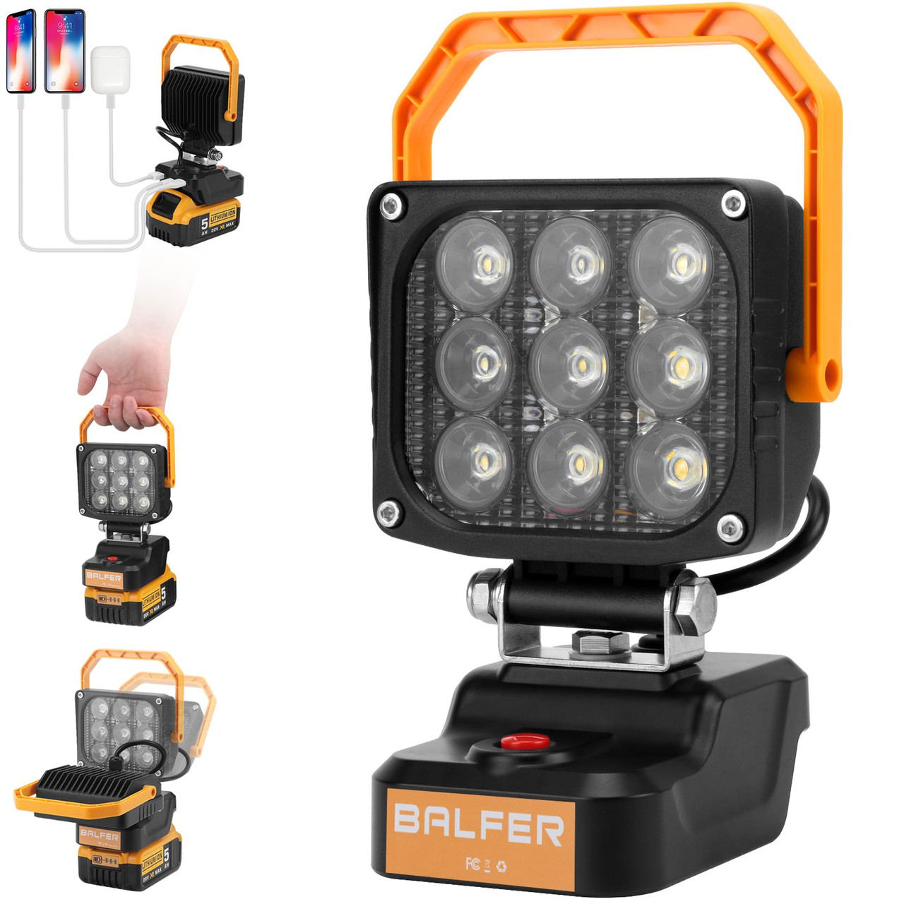 Work Light for Dewalt 20V Battery - 48W 4800LM, 1 Year Standby, 3 ...