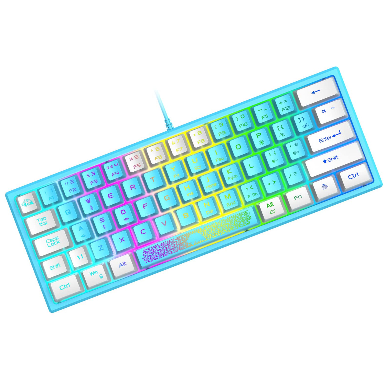 ZIYOU LANG K61 60% Gaming Keyboard Mini Portable with Rainbow RGB Backlit Compact Ergonomic ...