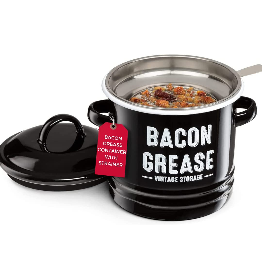 Granrosi Bacon Grease Container with Strainer, Bacon Grease Saver ...