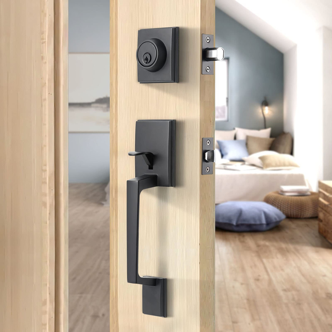 Natsukage Front Door Handle Front Door Lock Set Matte Black Entrance ... Natsukage Front Door Handle Front Door Lock Set Matte Black Entrance ...