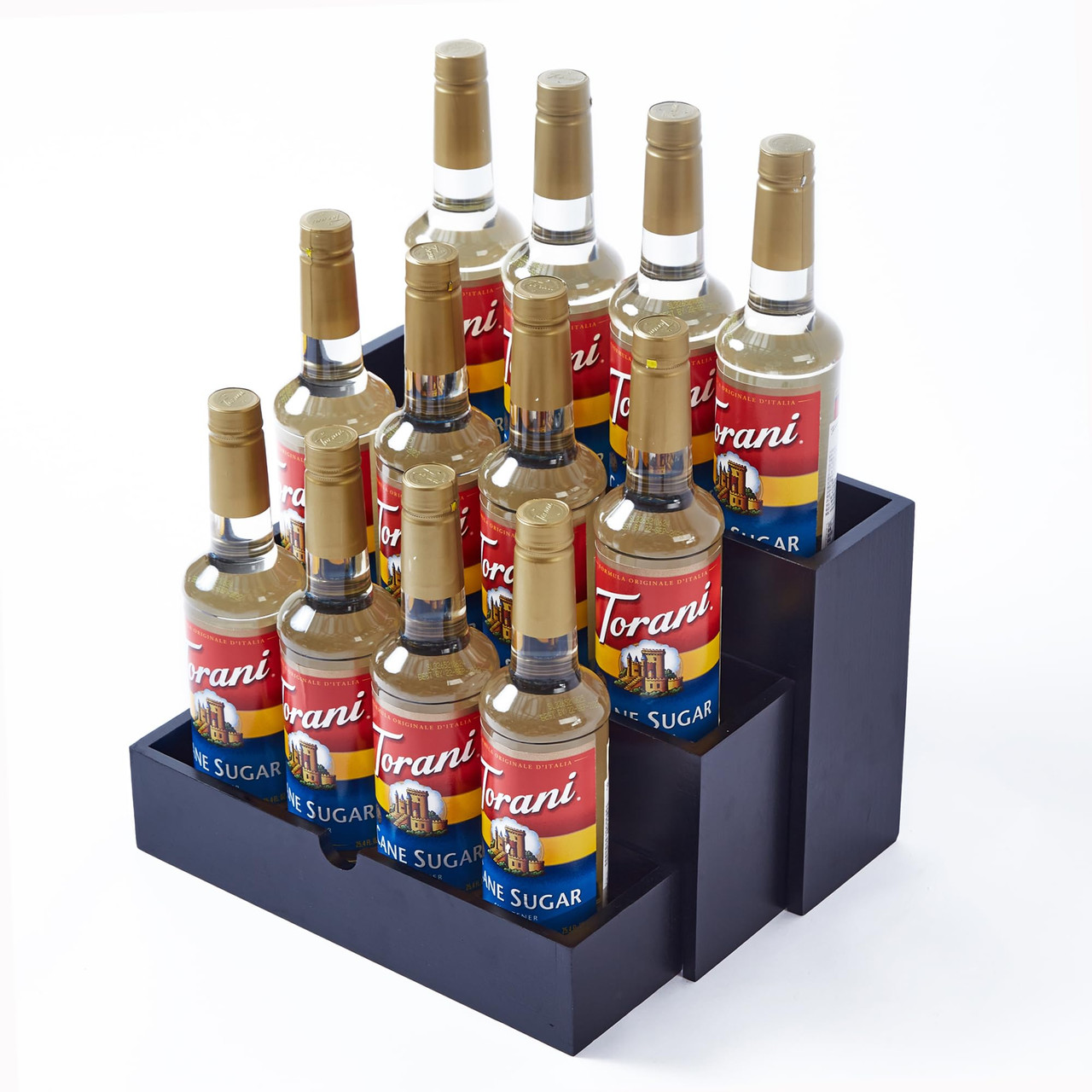 GOVOKOI Wood Coffee Syrup Rack Organizer, 3 Tier Syrup Bottle Holder ...