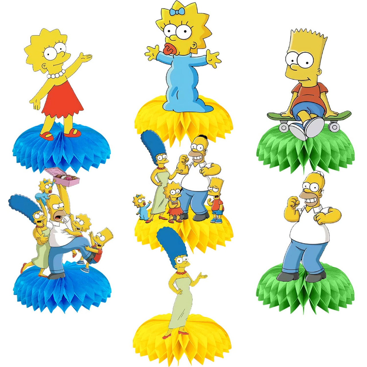 7 Pcs Simpsons Theme Honeycomb Centerpieces Table Toppers, Simpsons 3D ...