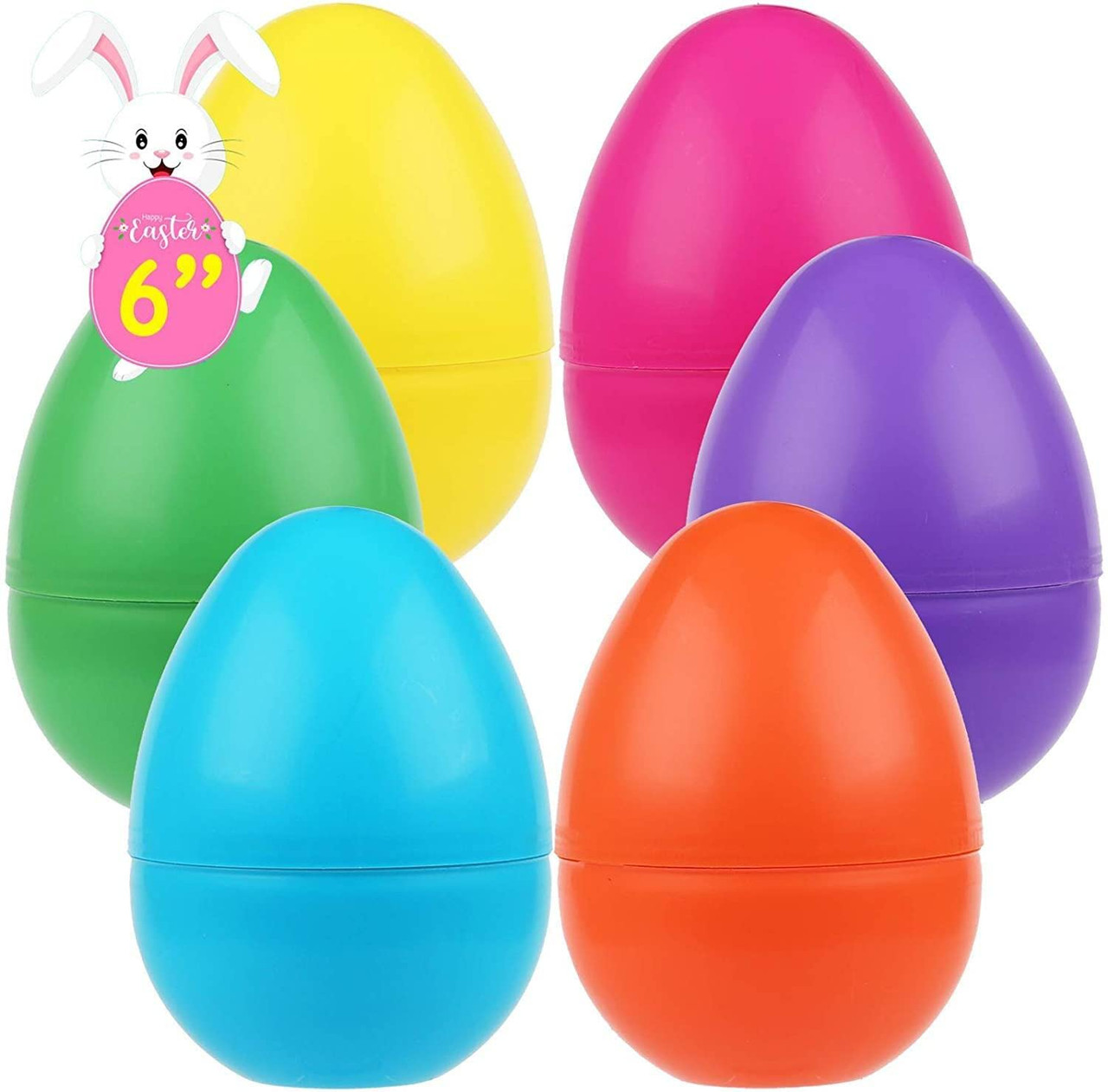 NEWBEA 12 Pcs Jumbo Easter Eggs, Fillable Plastic 6" Bright Color for ...