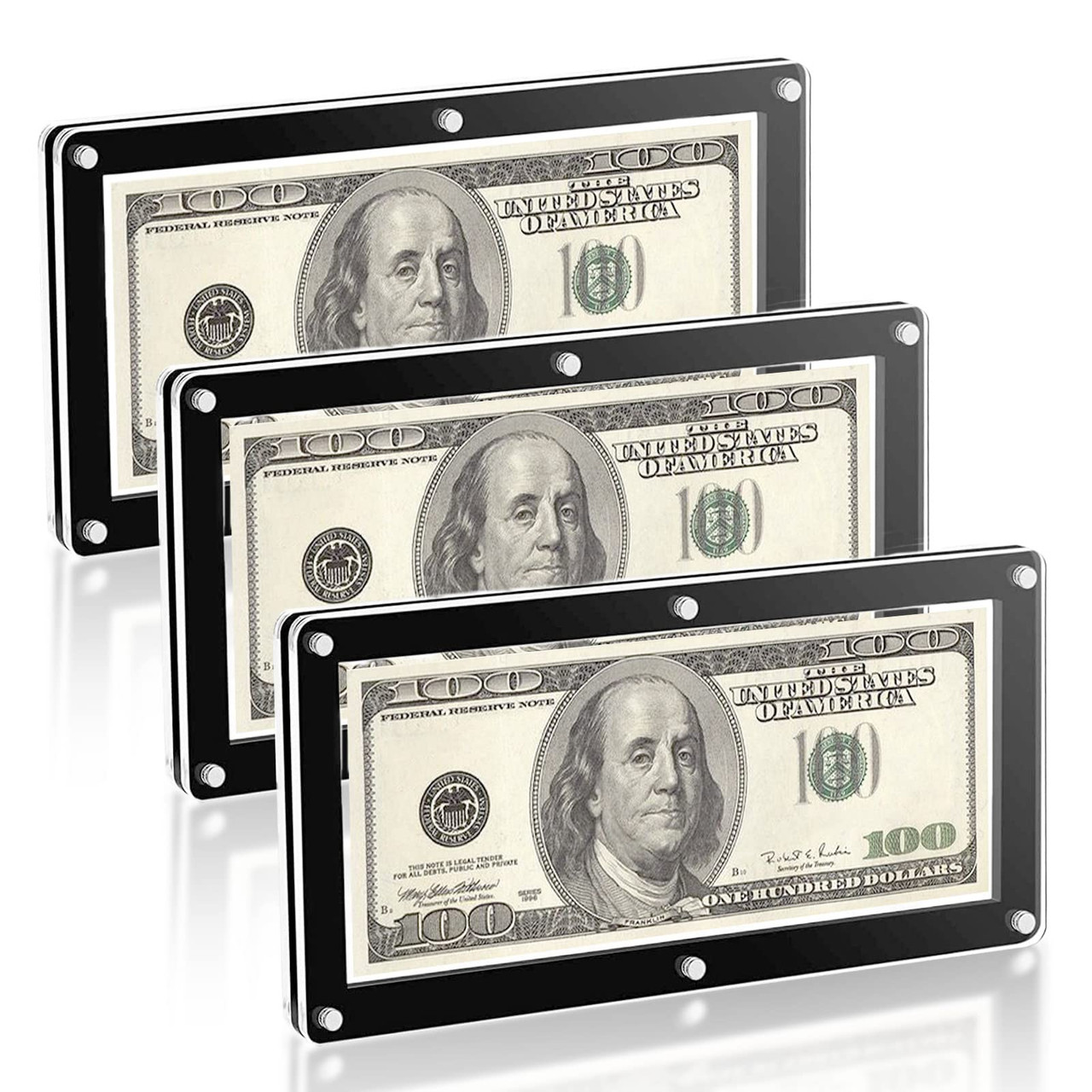 Currency Display Frame, 3 Pieces Clear Acrylic Dollar Bill Frame ...