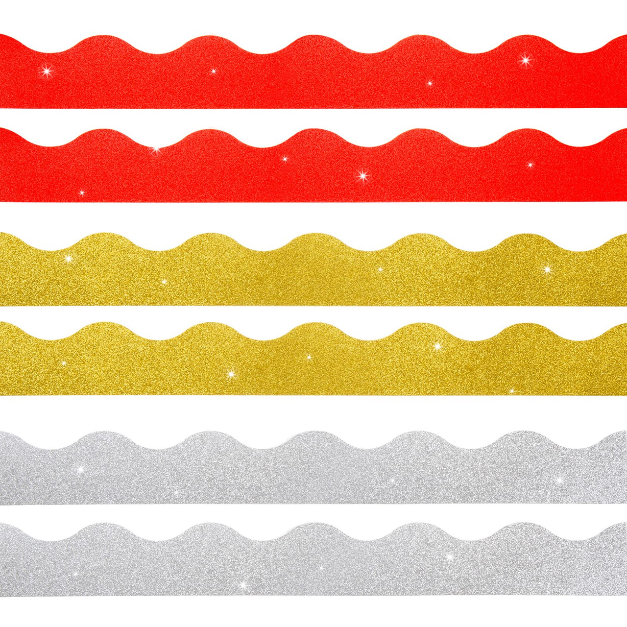 100 Feet Bulletin Board Border Shine Glitter Scalloped Borders Trim ...