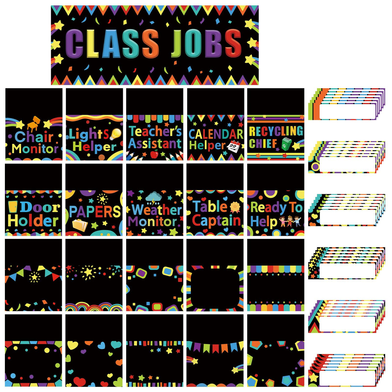 81 Pieces Classroom Jobs Chart Class Jobs Bulletin Board Pocket Chart ...