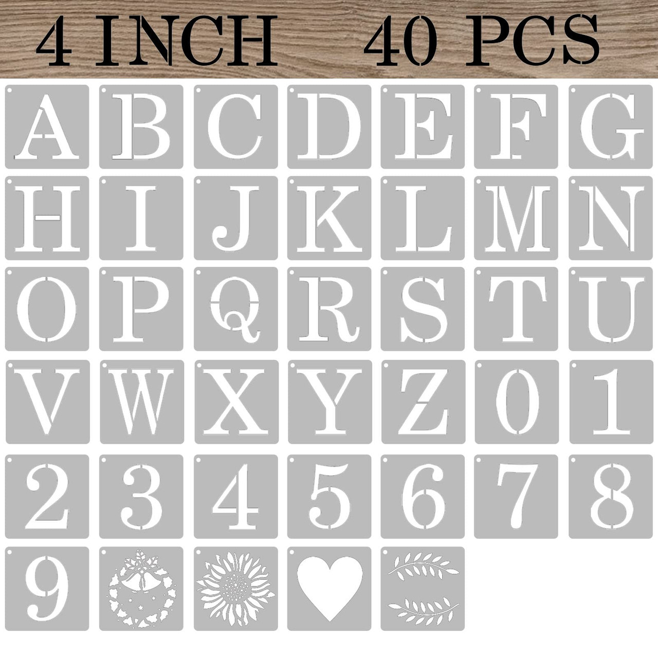 ASMPIO 4 Inch Letter Stencils Numbers Craft Stencils, 40 Pcs Reusable ...
